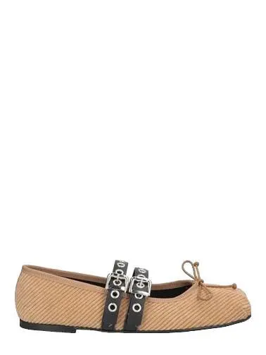 OVYE Corduroy Mary Jane Ballet Flats - Beige