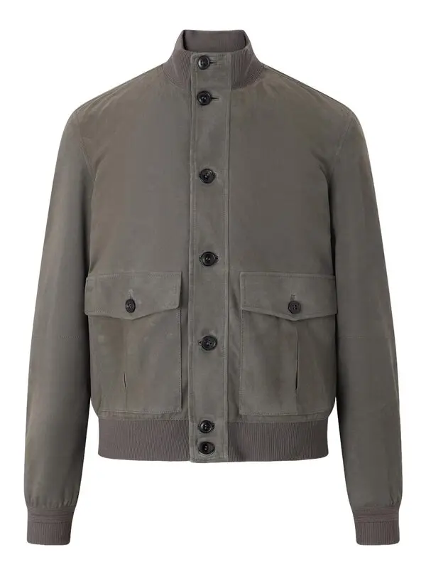 Zegna Suede Bomber Jacket - Gray