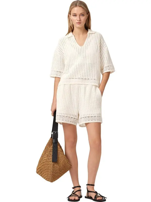 ALLSAINTS Elma Crochet Cotton Shorts - Mallow White