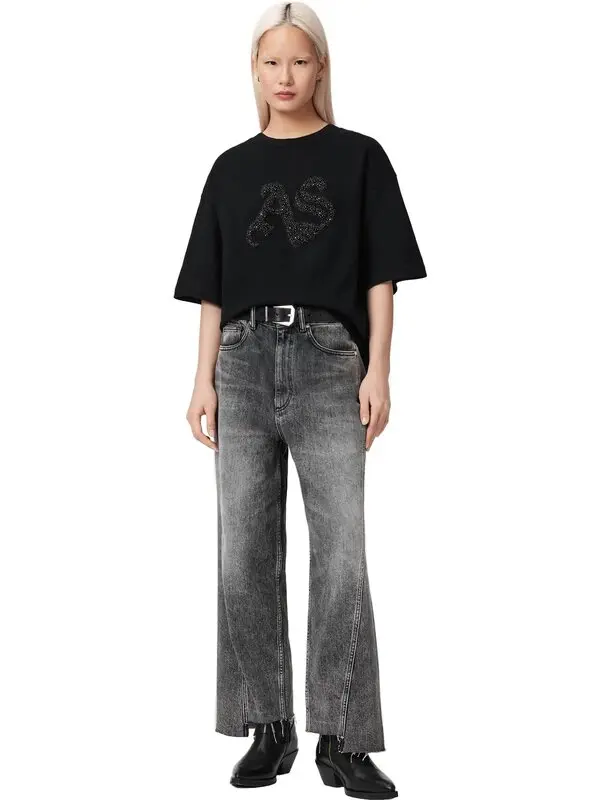 ALLSAINTS Icon Amelie Embellished T-shirt - Black