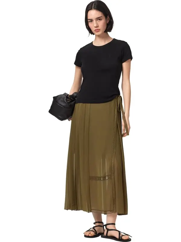 ALLSAINTS Clover Wrap Maxi Skirt - Green