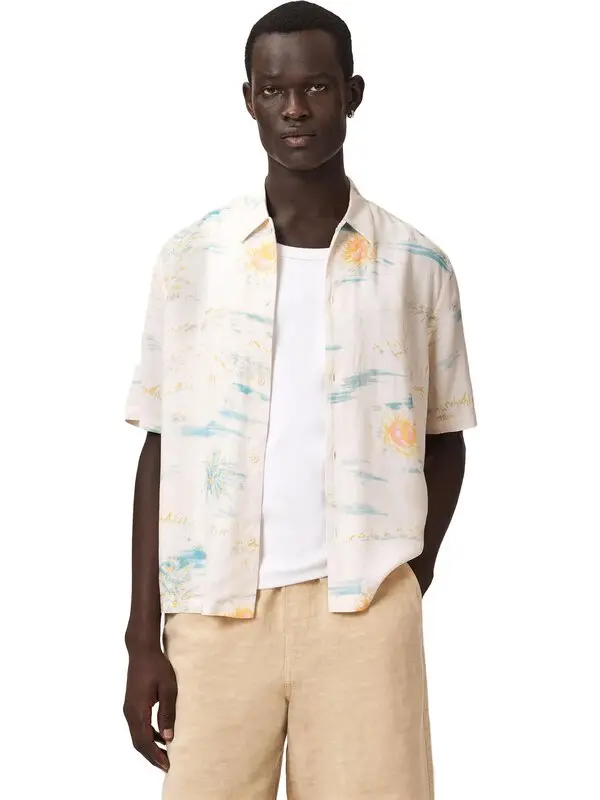 ALLSAINTS Breezer Boxy Short Sleeve Printed Shirt - Candy Yellow