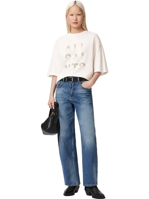 ALLSAINTS Stacks Amelie Embellished T-shirt - White
