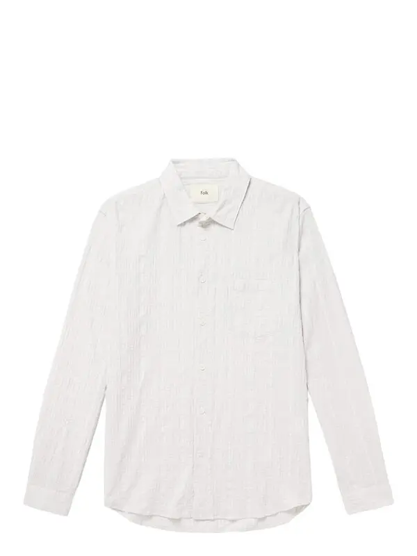 Folk Checked Cotton-blend Seersucker Shirt - Gray