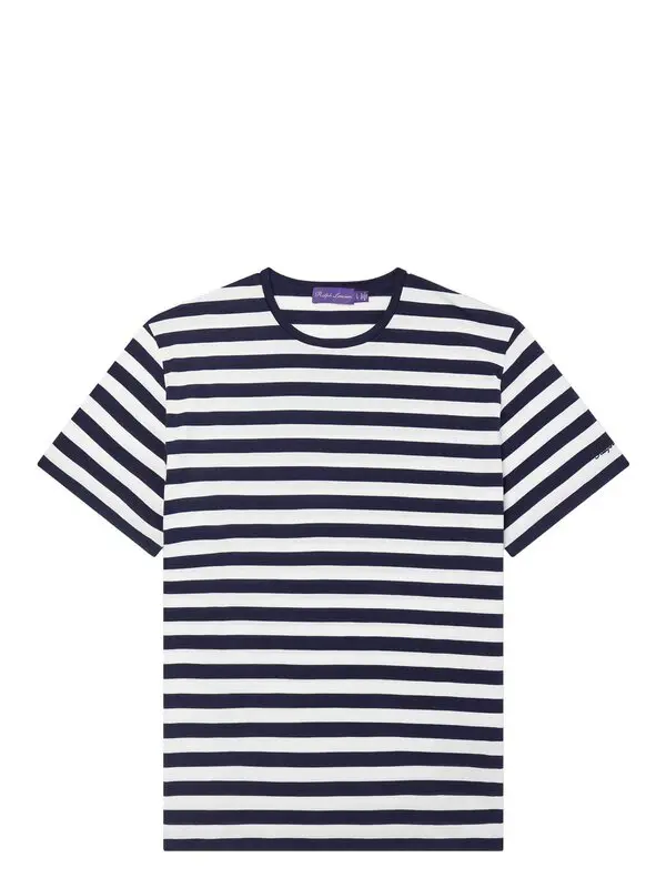 Ralph Lauren Purple Label Striped Cotton T-shirt - Blue