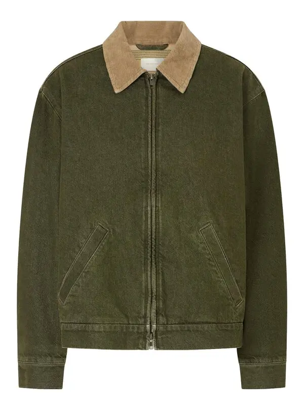 Aimé Leon Dore Corduroy-trimmed Denim Jacket - Green