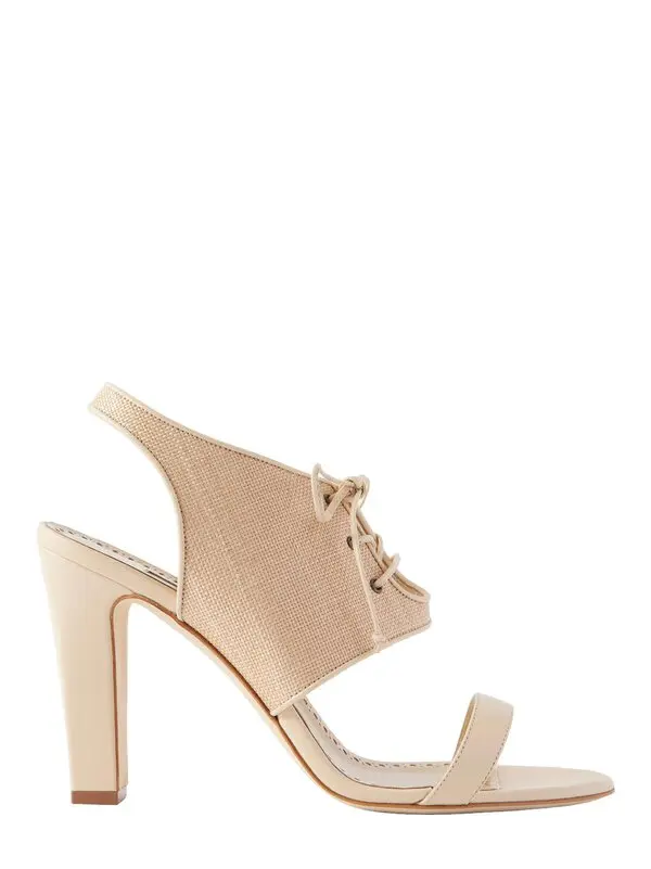 Manolo Blahnik Goupil 105 Raffia Sandals - Neutrals