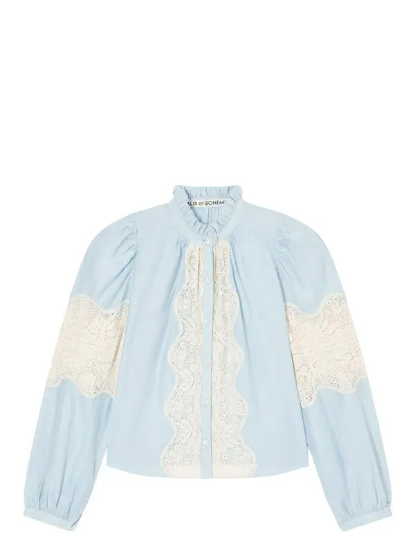 Alix Of Bohemia Annabel Sky Lace-trimmed Blouse - Blue