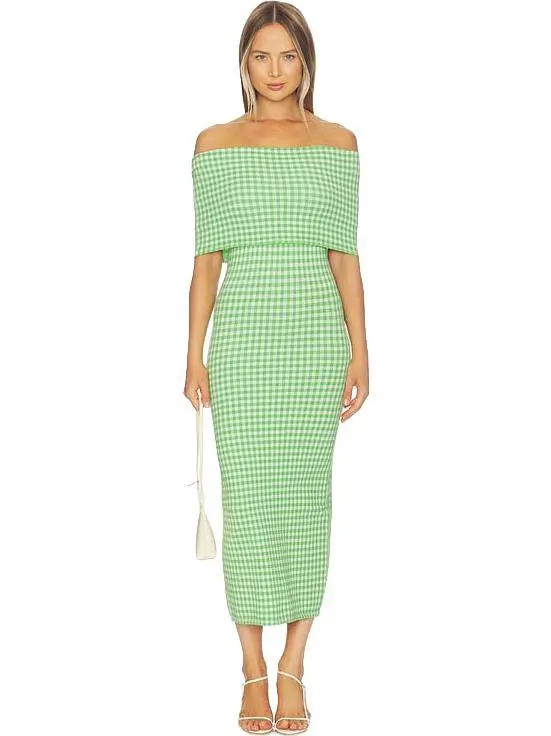 Alexis Costella Off-the-shoulder Dress - Green Gingham