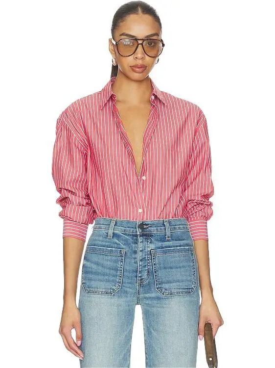 NILI LOTAN Yorke Shirt - Red And White Stripe