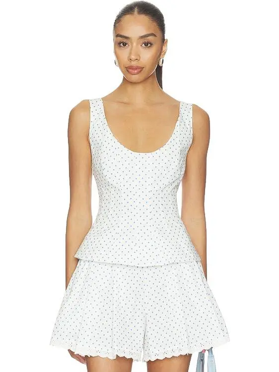 Caroline Constas Brielle Sleeveless Top - White Periwinkle