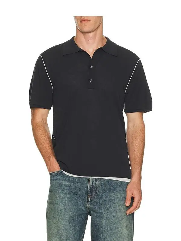 WON HUNDRED Jonas Two Layer Knit Polo - Black
