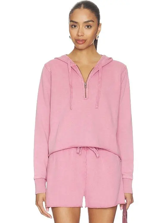 BOBI Half Zip Crop Hoodie - Faded Rose