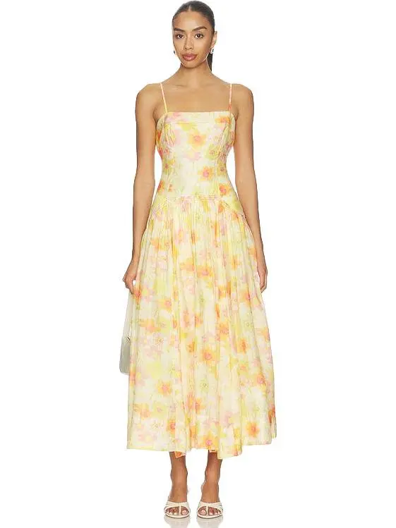 Astr The Label Ovina Dress - Yellow Floral
