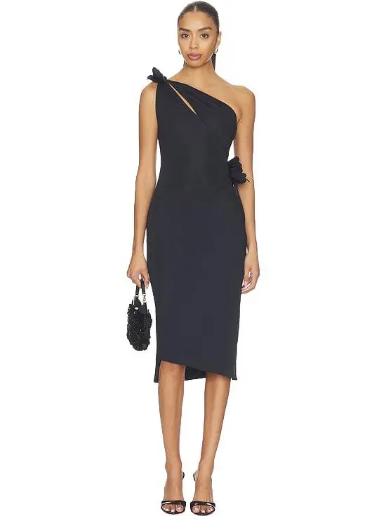 Coperni Asymmetric Mini Flower Gown - Black