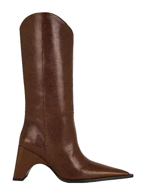 Coperni Lizard Print Cowboy Bridge Boot - Brown Camel