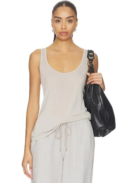 L'Agence Celia Scoop Neck Tank - Light Pewter