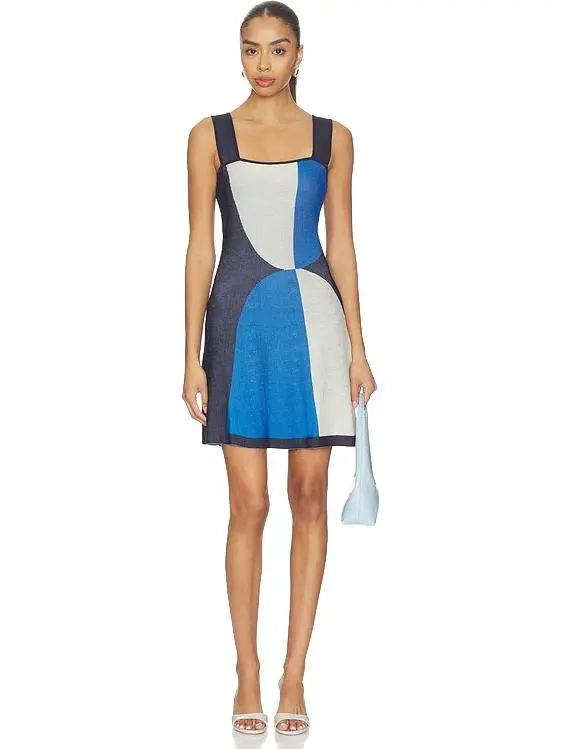 Misa Vivi Dress - Blue Geo Stripe Knit