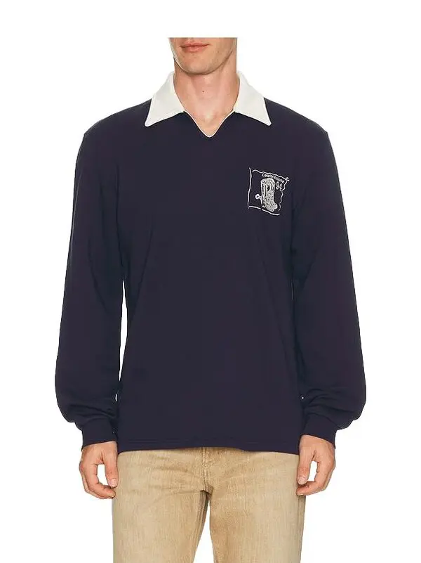 PALMES Boot Open Rugby Shirt - Navy