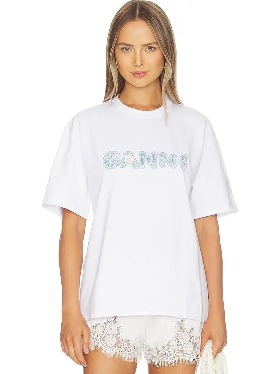 GANNI Heavy Cotton Jersey Relaxed Fit T-shirt - Bright White