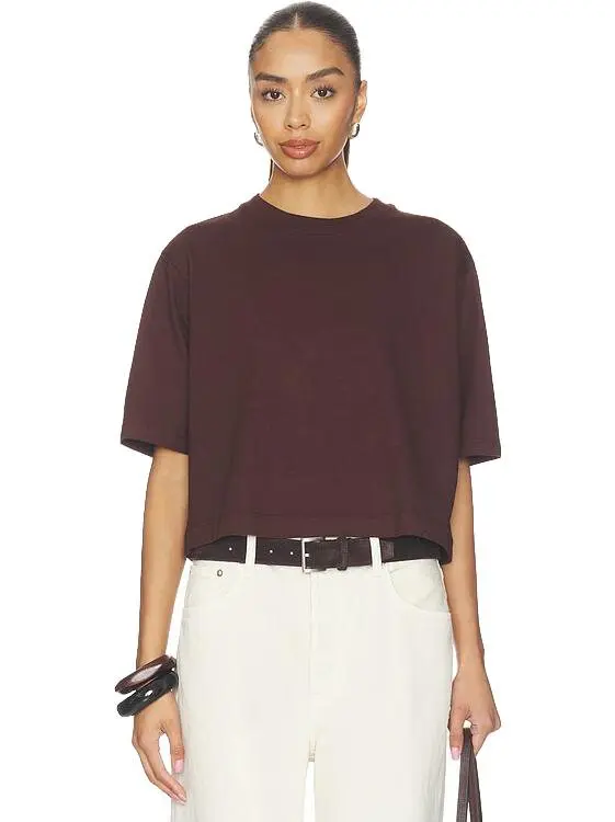 Enza Costa Short Sleeve Supima Structured Tee - Chocolate