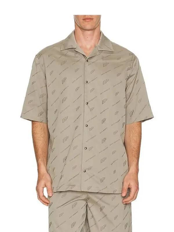 Off-White Jacquard Bowling Shirt In Neutral - Stone