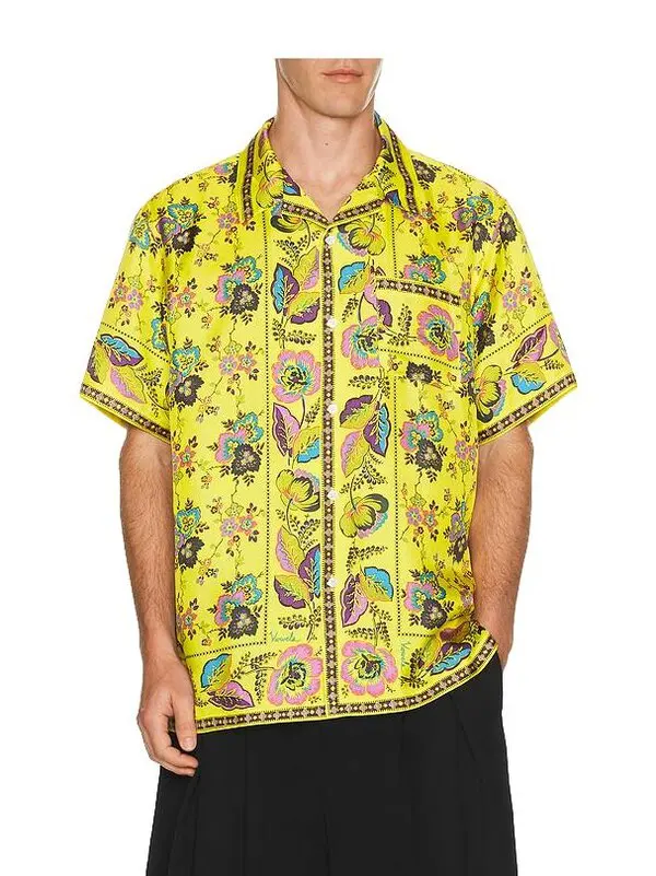 VOWELS Short Sleeve Silk Shirt - Yellow
