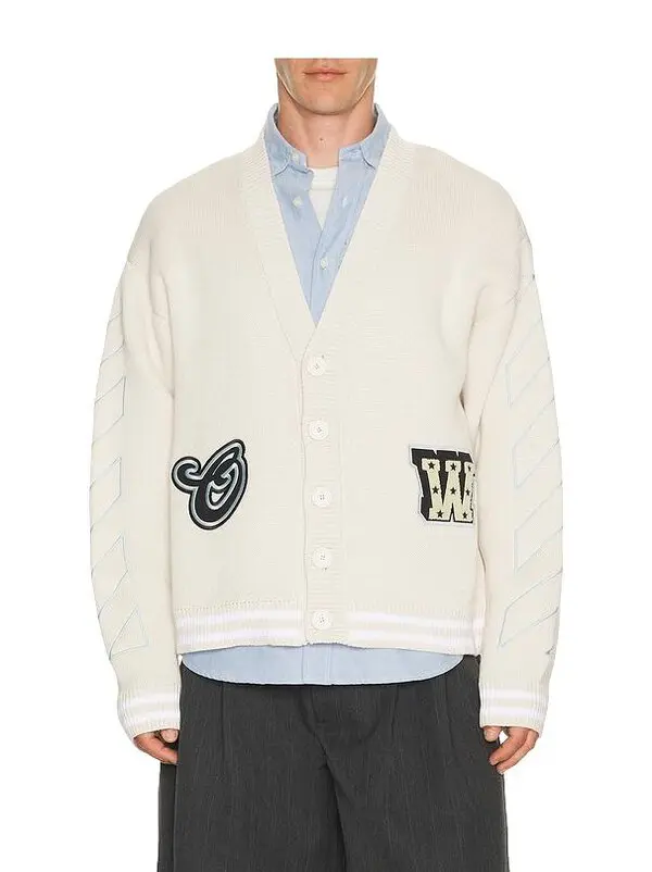 Off-White Star Logo Varsity Knit Cardigan - Cream