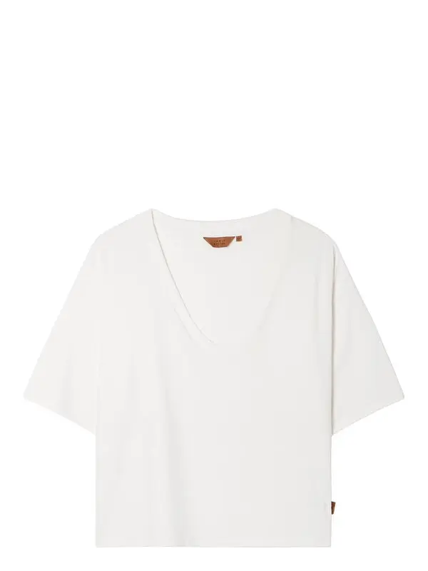JAMIE HALLER Oversized Cotton-jersey V-neck T-shirt - White