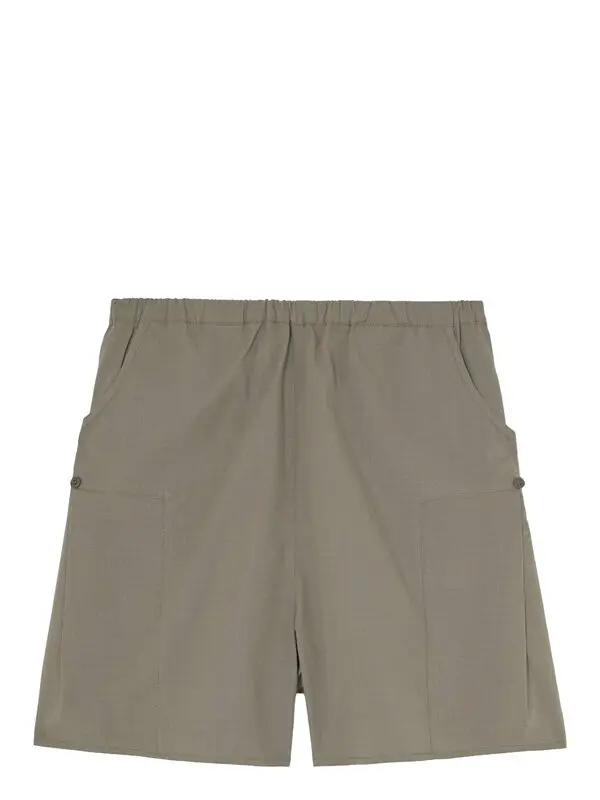 DEIJI STUDIOS Checked Organic Cotton Straight-leg Shorts - Dark Green