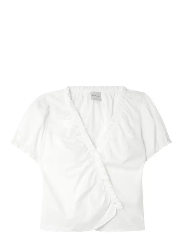 DEIJI STUDIOS Cross Ruffled Organic Cotton Top - White