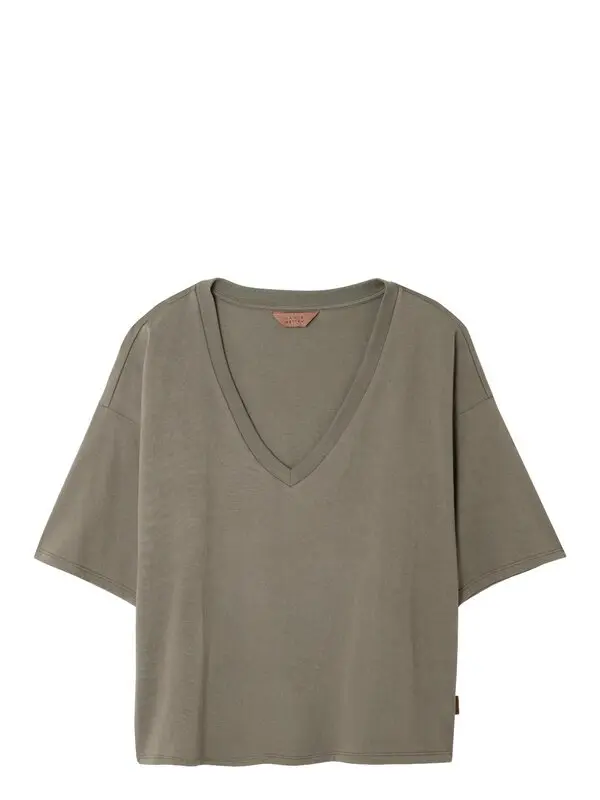 JAMIE HALLER Oversized Cotton-jersey V-neck T-shirt - Green