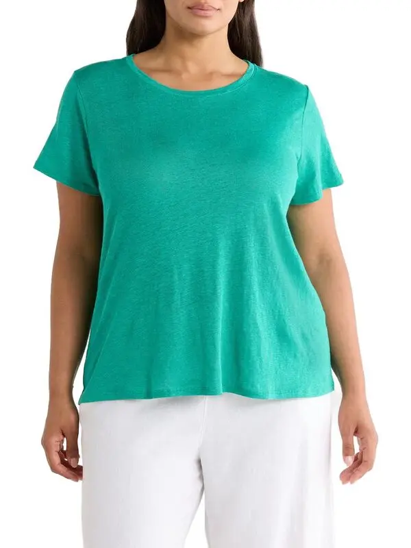 Eileen Fisher Organic Linen Crewneck T-shirt - Sea Star
