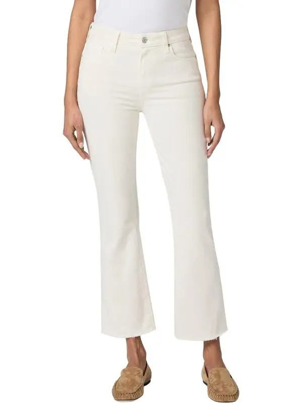 Paige Mason Raw Hem Ankle Straight Leg Jeans - Cream Cloud