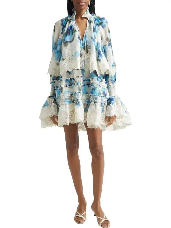 Zimmermann Alchemy Shirred Minidress - Blue Poppy