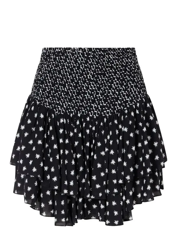 DONDE ESTEBAN Estrellitas Y Olas Ruffled Mini Skirt - Black