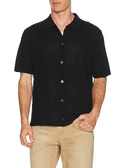 Theory Regal Merino Relaxed Button Down - Black