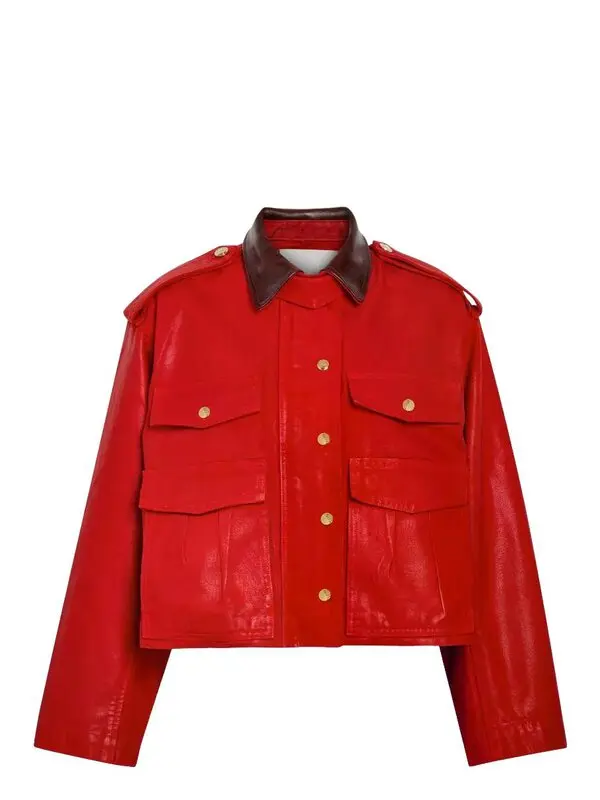 RADO Contrasting-collar Flap-pocket Jacket - Red