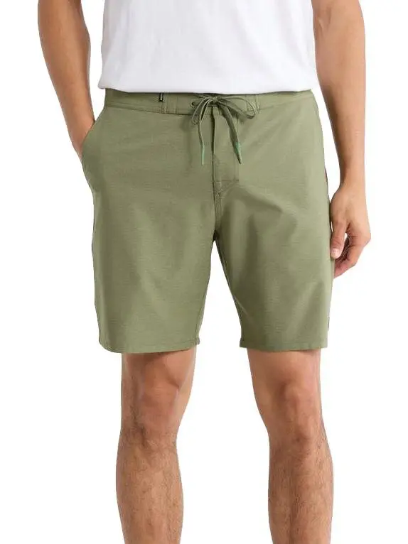 TENŌRE Striped Board Shorts - Olive