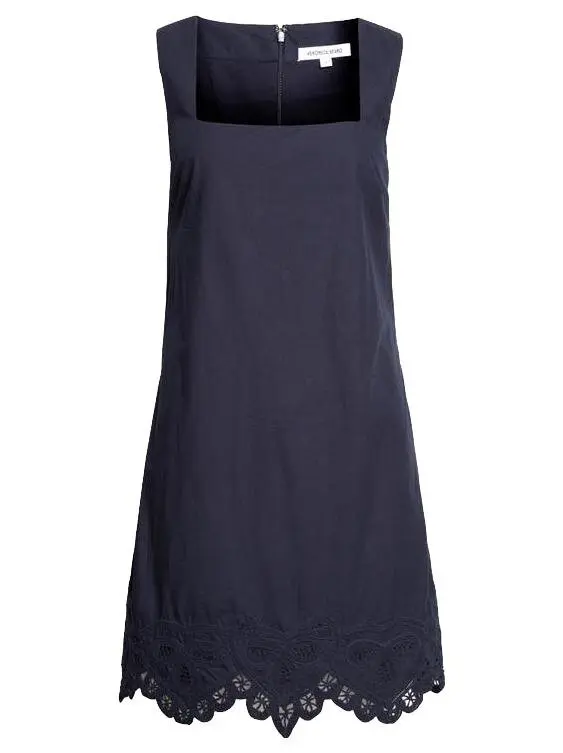 Veronica Beard Shanice Embroidered Linen-blend Dress - Navy
