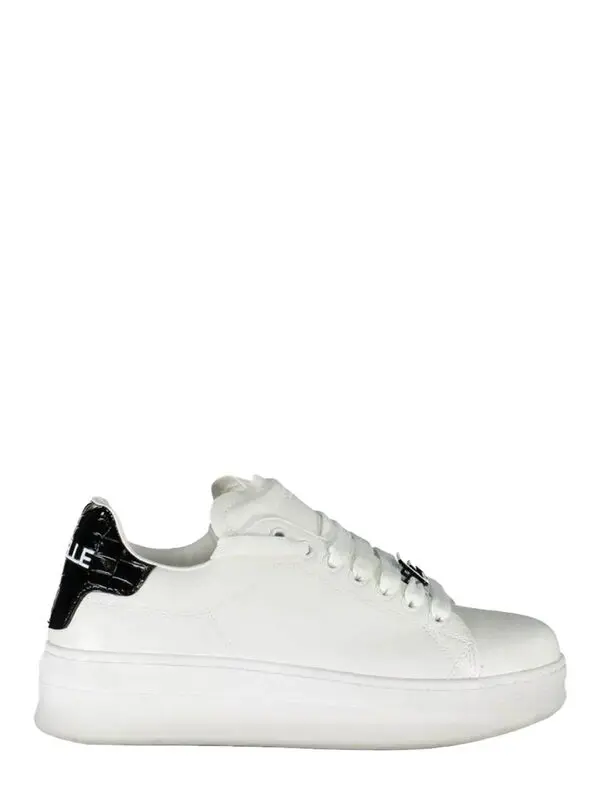 GAELLE PARIS Crocodile-effect Lace-up Sneakers - White