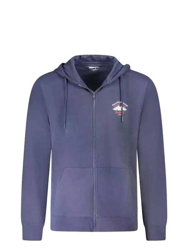 Wrangler Logo-embroidered Zip-up Hoodie - Blue