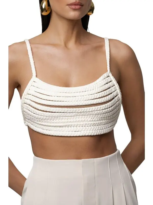 JLUXLABEL Braided Top With Back-tie - Ivory