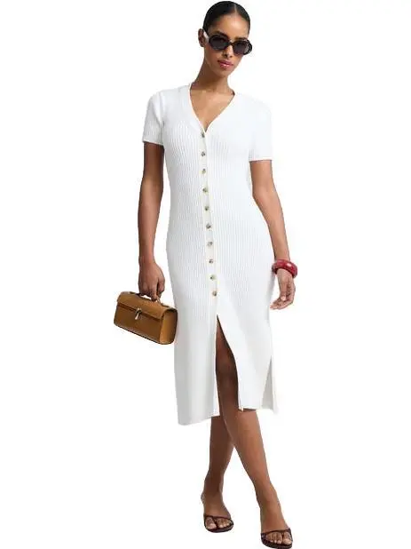 Onia V-neck Button-front Shirt Dress - White