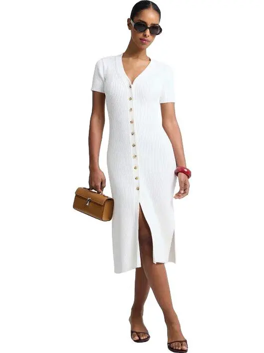 Onia V-neck Button-front Shirt Dress - White