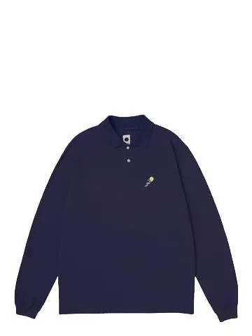 VOWELS Longsleeve Pique Polo - Navy