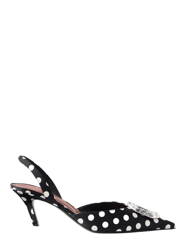Amina Muaddi Camelia 60 Polka-dot Slingback Sandals - Black