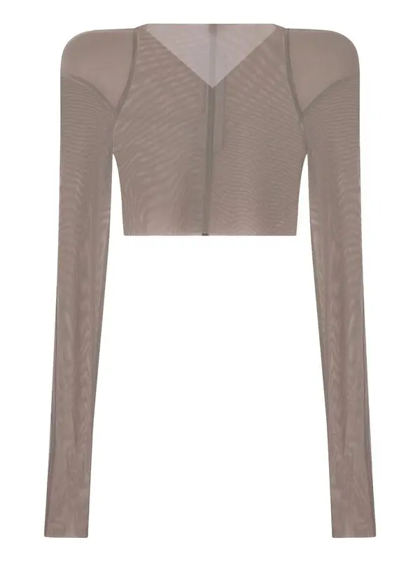 Rick Owens Helm Stretch-mesh Blouse - Gray
