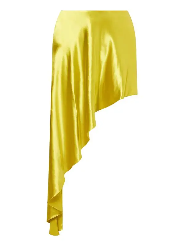 Alaïa Asymmetric Satin Midi Skirt - Green