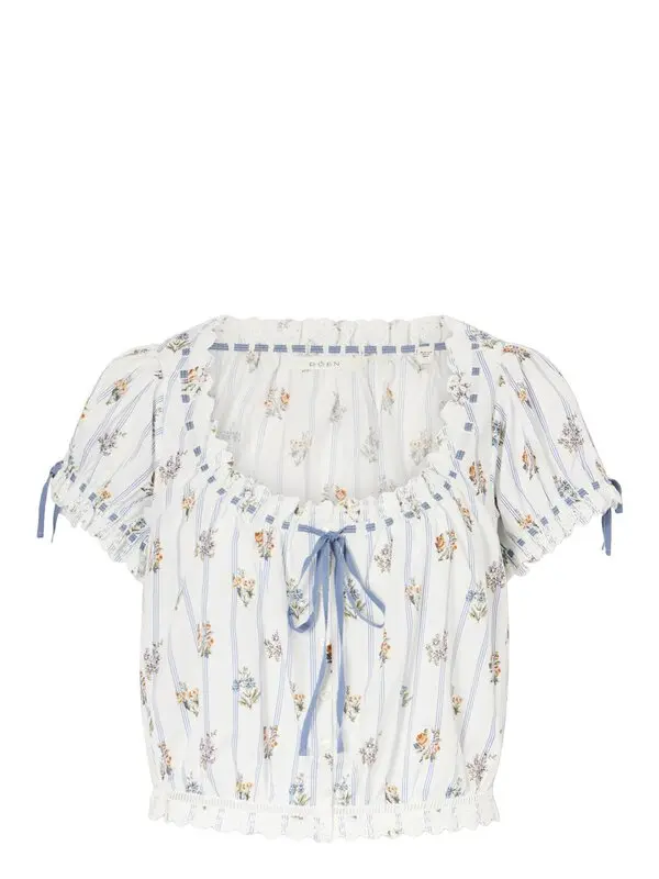 DÔEN Nera Broderie Anglaise Organic Cotton Blouse - White
